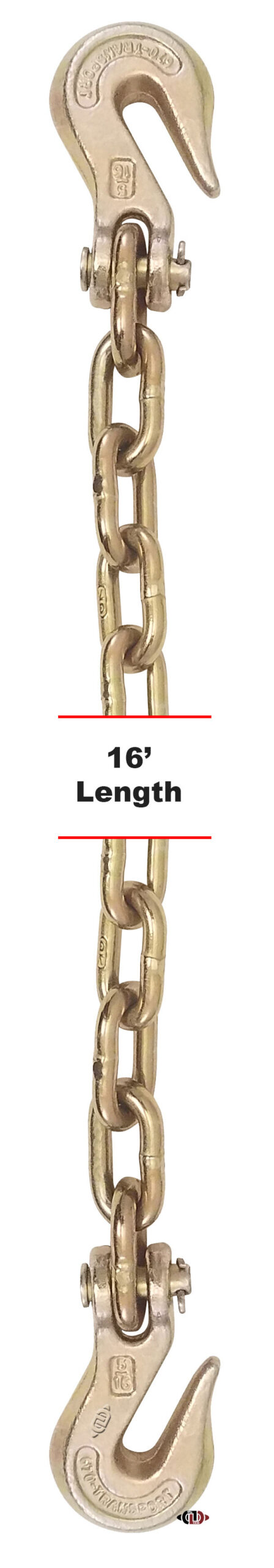 G-70 5/16" x 16' Chain w/ Clevis Grab Hooks on Both Ends DBC-516x16-G7 ...