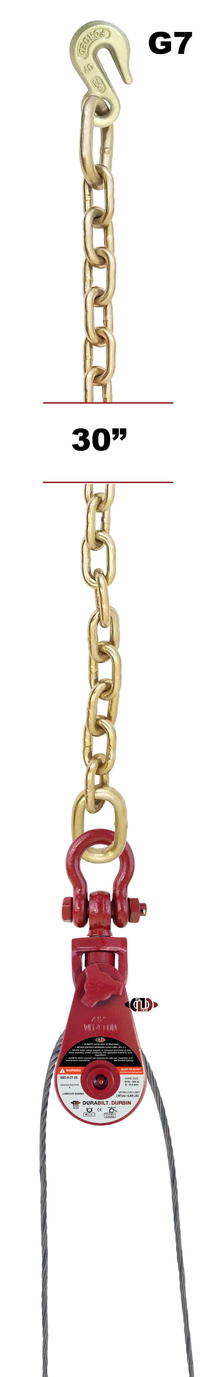 2 Ton Snatch Block & G7 Chain Assembly SBCE-516EGH-30-G7 - Durabilt USA